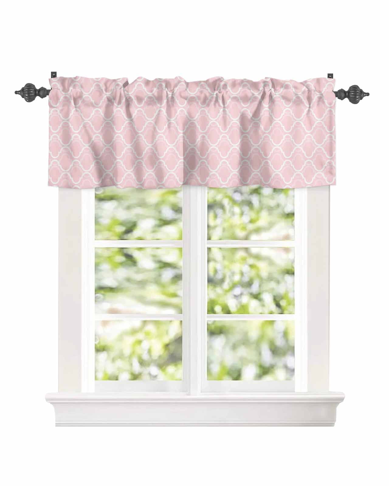 Moroccan Stripes Pink Back Window Valances for Kitchen,Rod Pocket ...
