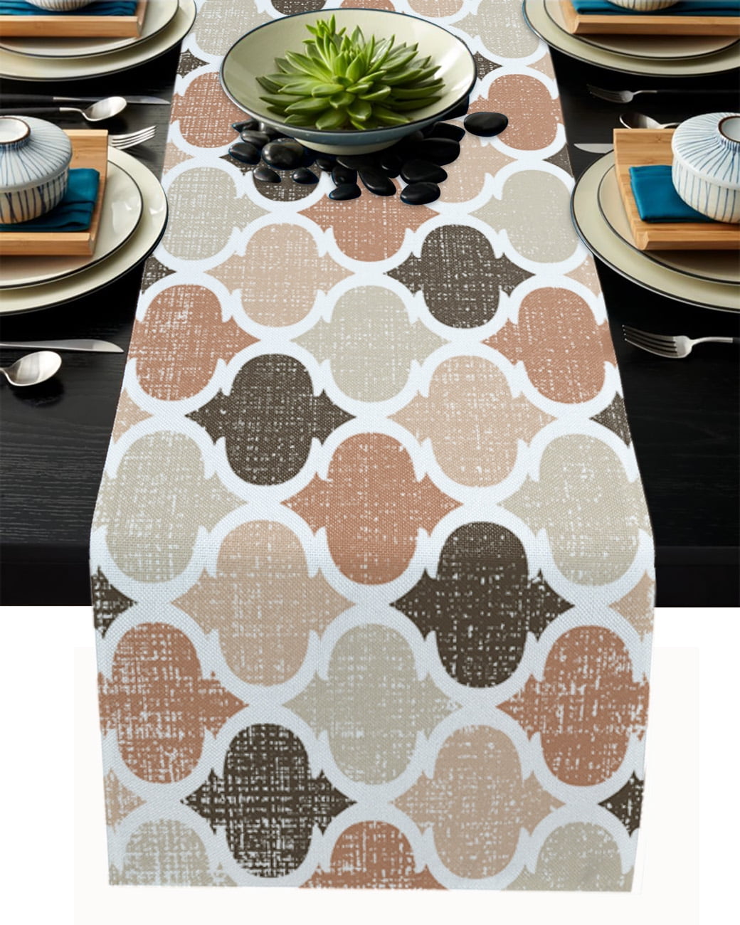 Moroccan Table Runner Retro Moroccan Brown Tablerunners 13 x 72 Inch ...