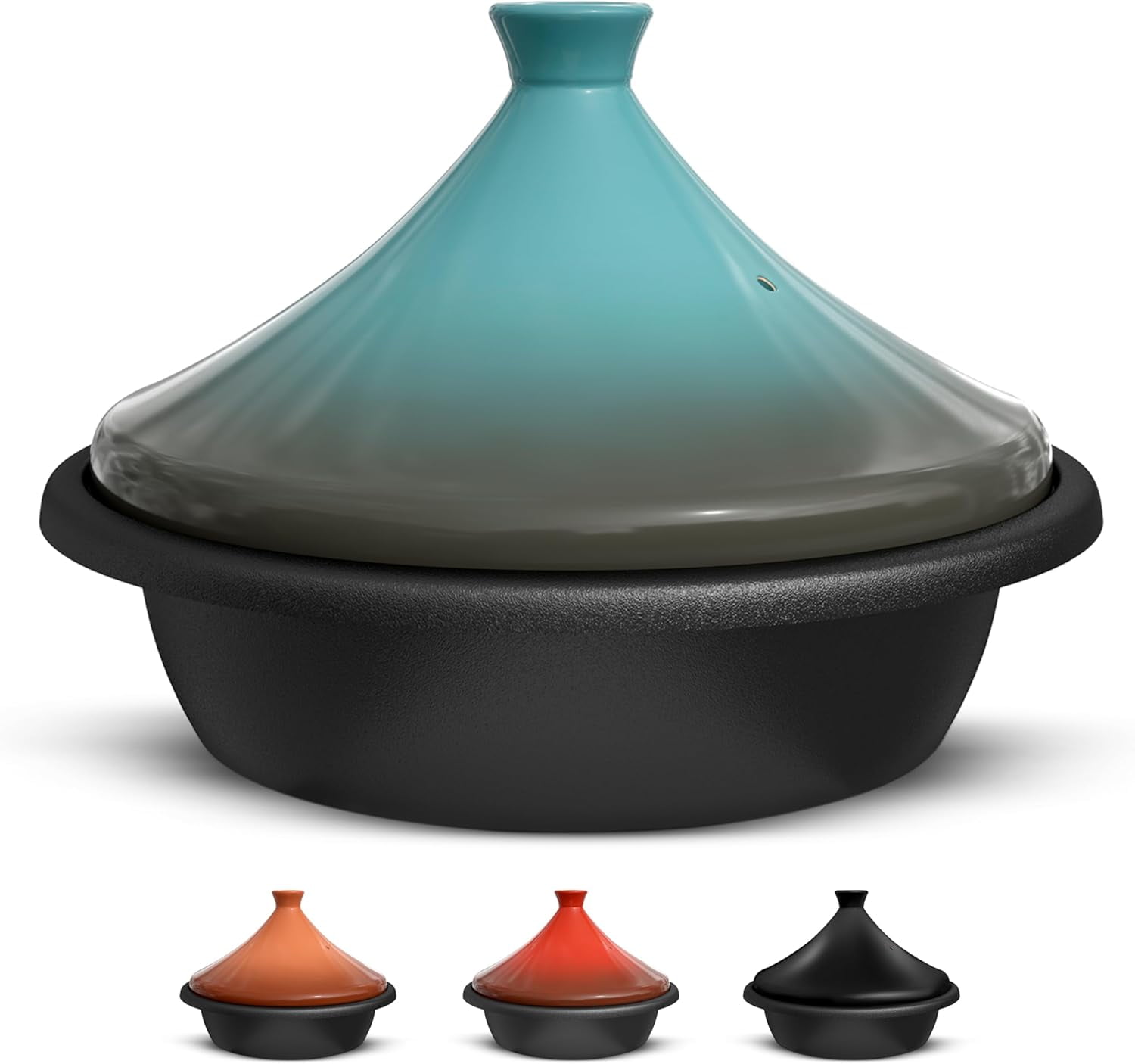 Moroccan Tagine Enameled Cast Iron Cooking Pot Tajine with Ceramic Cone ...