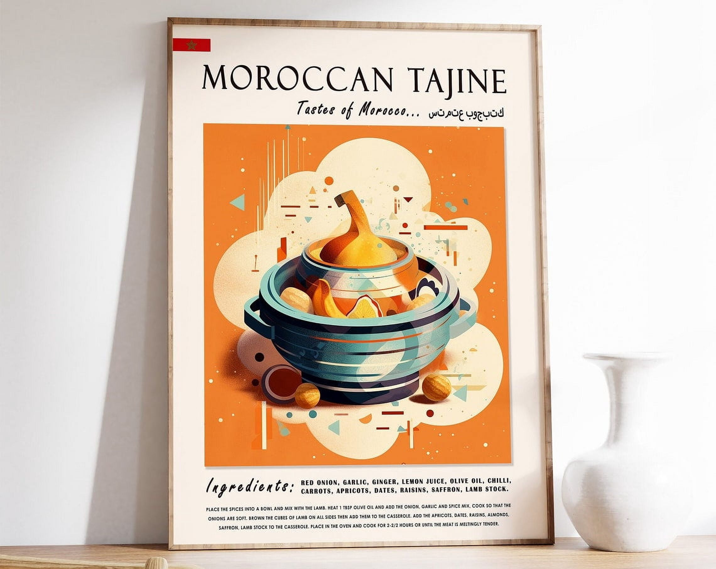 Moroccan Tajine Food Poster, Moroccan Food Print, African Food Art ...