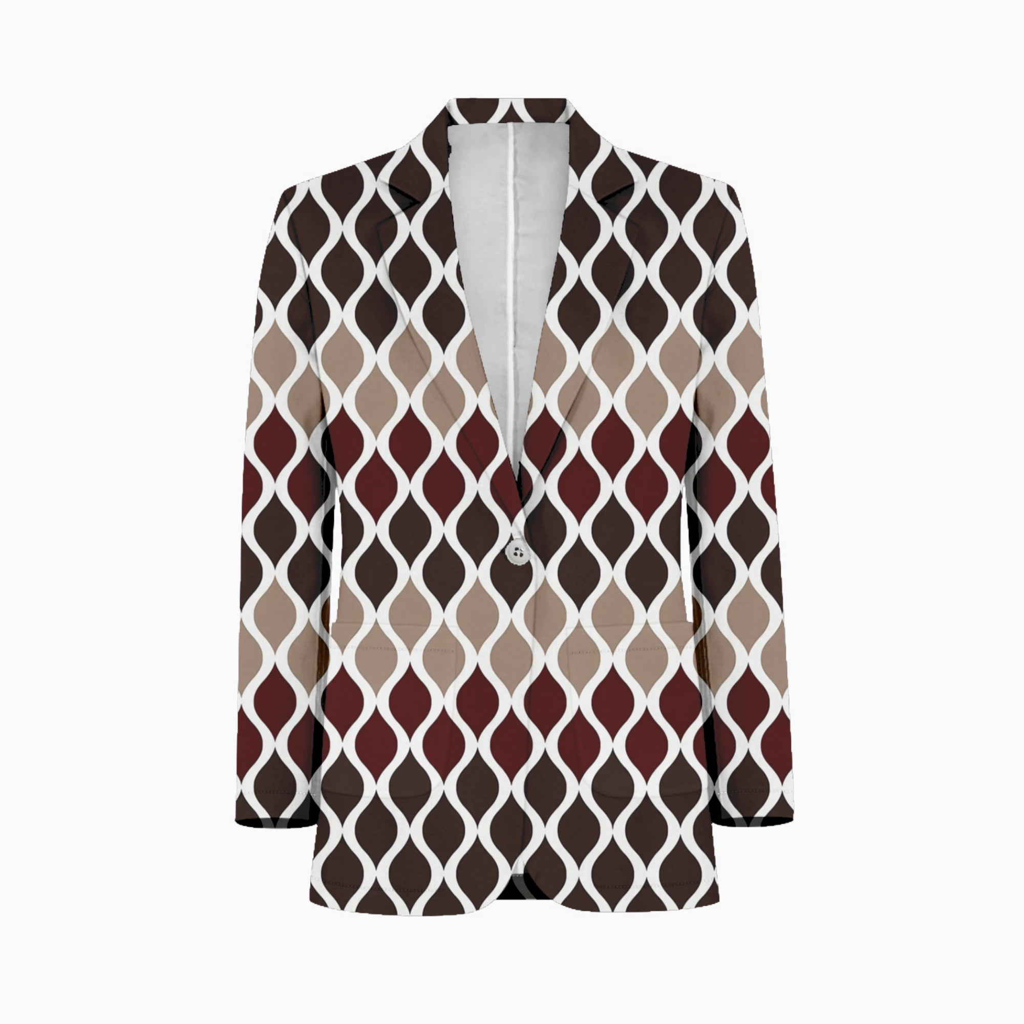 Moroccan Texture Wave Geometry Dark Red Brown Customized Men's Suits ...