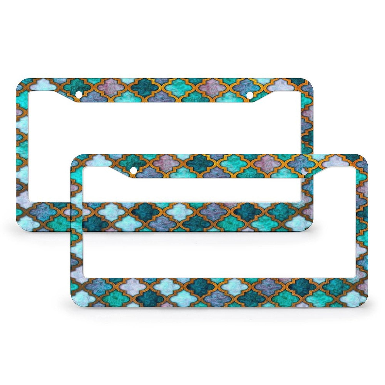 Moroccan Tile Iridescent Pattern License Plate Frame - 2 Pack Aluminum ...