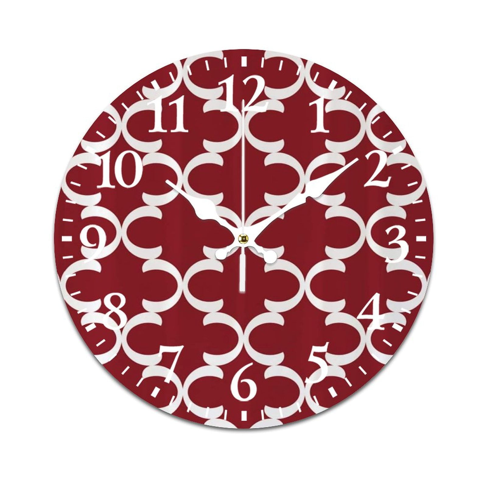 Moroccan Trellis Geometric Lattice Red And White Wall Clock Modern ...
