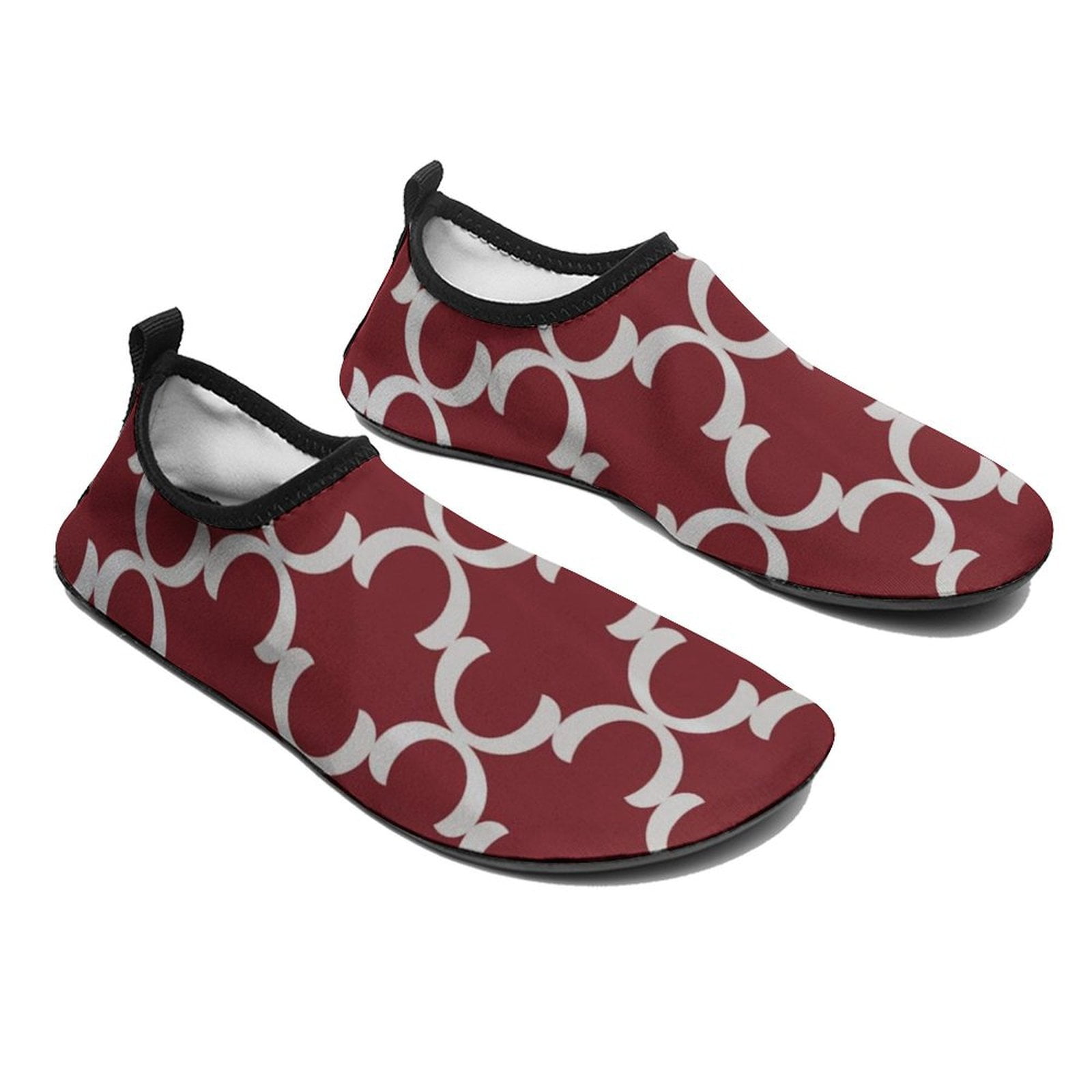 Moroccan Trellis Geometric Lattice Red And White Water Shoes Beach Slip ...