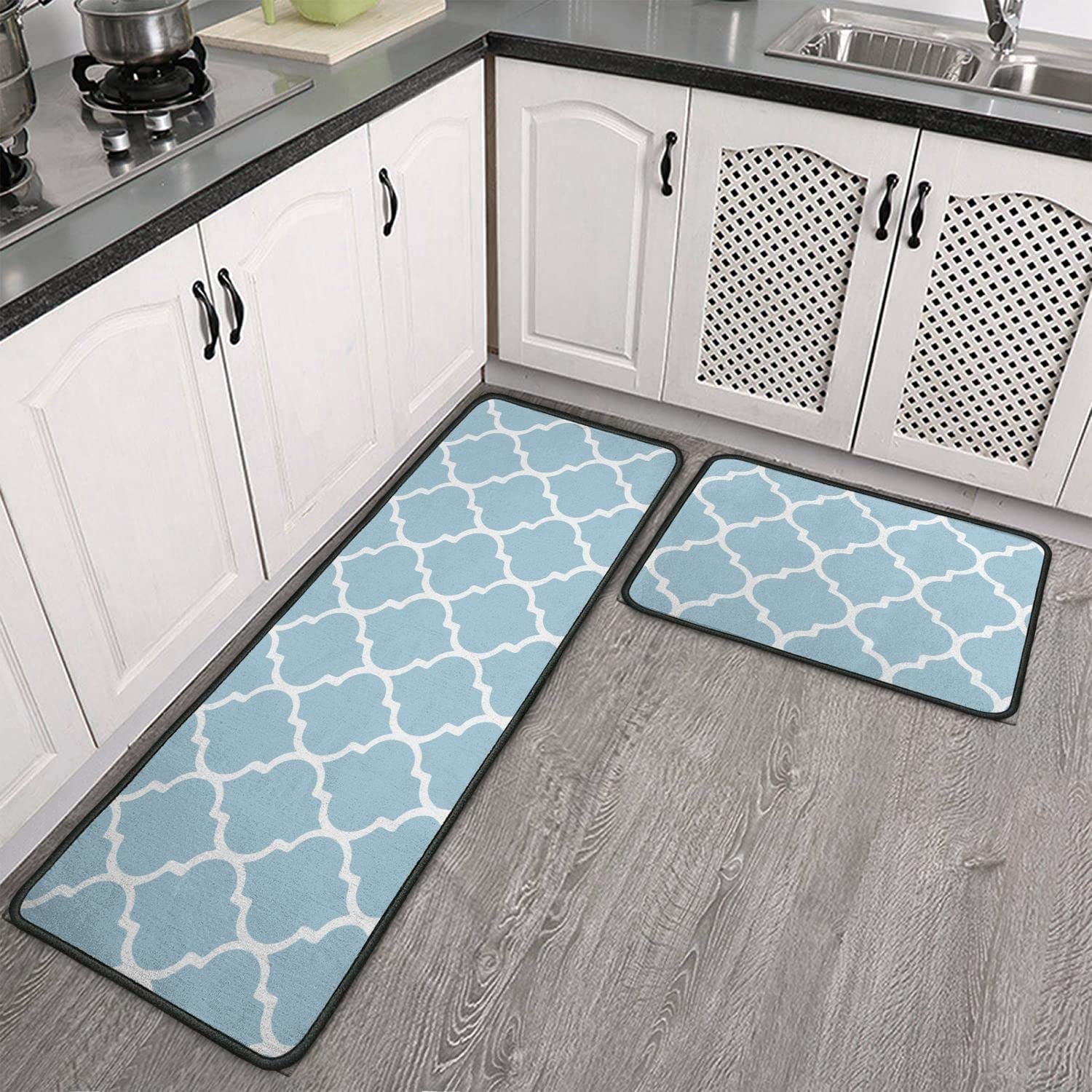 Moroccan Trellis Kitchen Mats Set 2 Pieces Super Waterproof Non-Slip ...