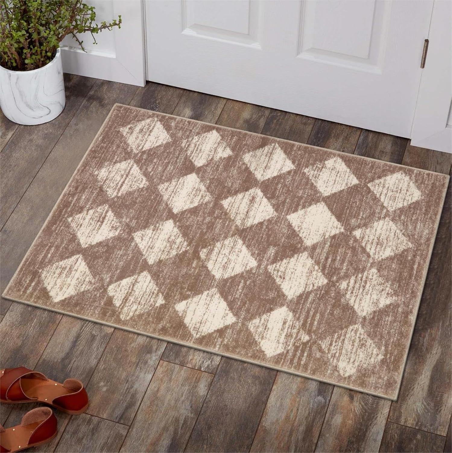 Moroccan Trellis Runner Rug - 2x8 Black Hallway Runner Rug with Rubber ...