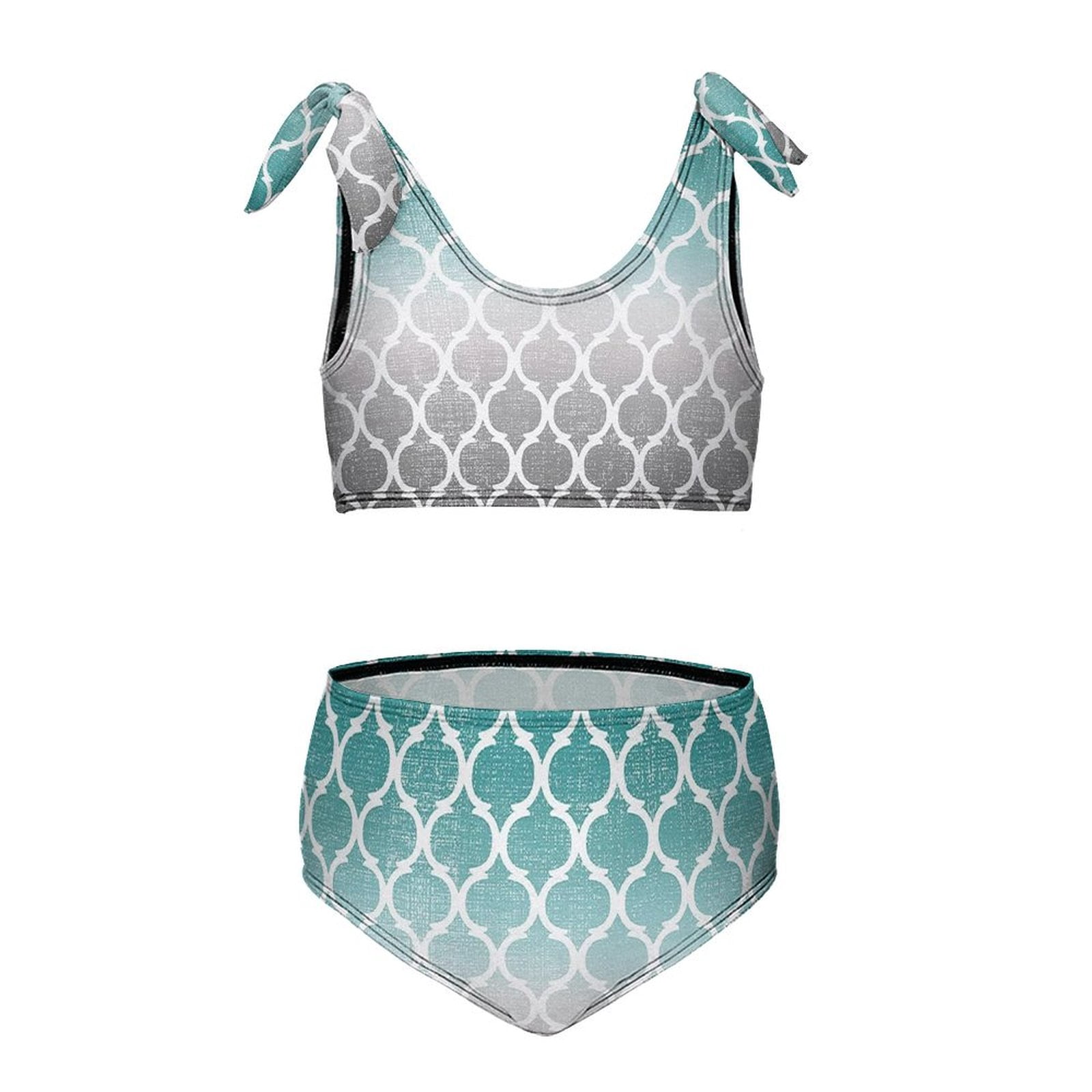 Moroccan Turquoise Gray Ombre Girl's 2 Piece Bikini Set Beach Sport ...
