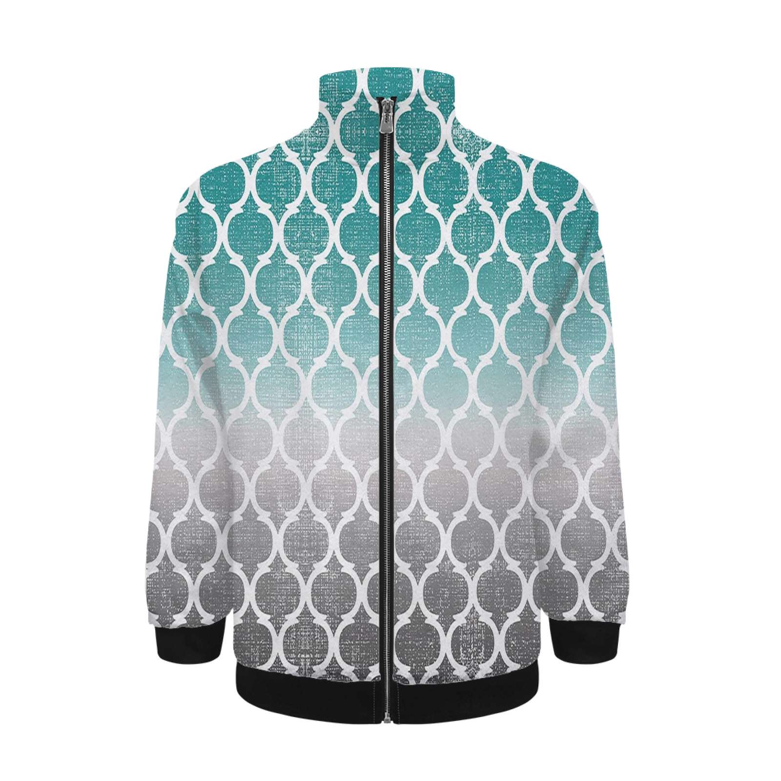 Moroccan Turquoise Gray Ombre Jacket Men's Street Cool Long Sleeves ...
