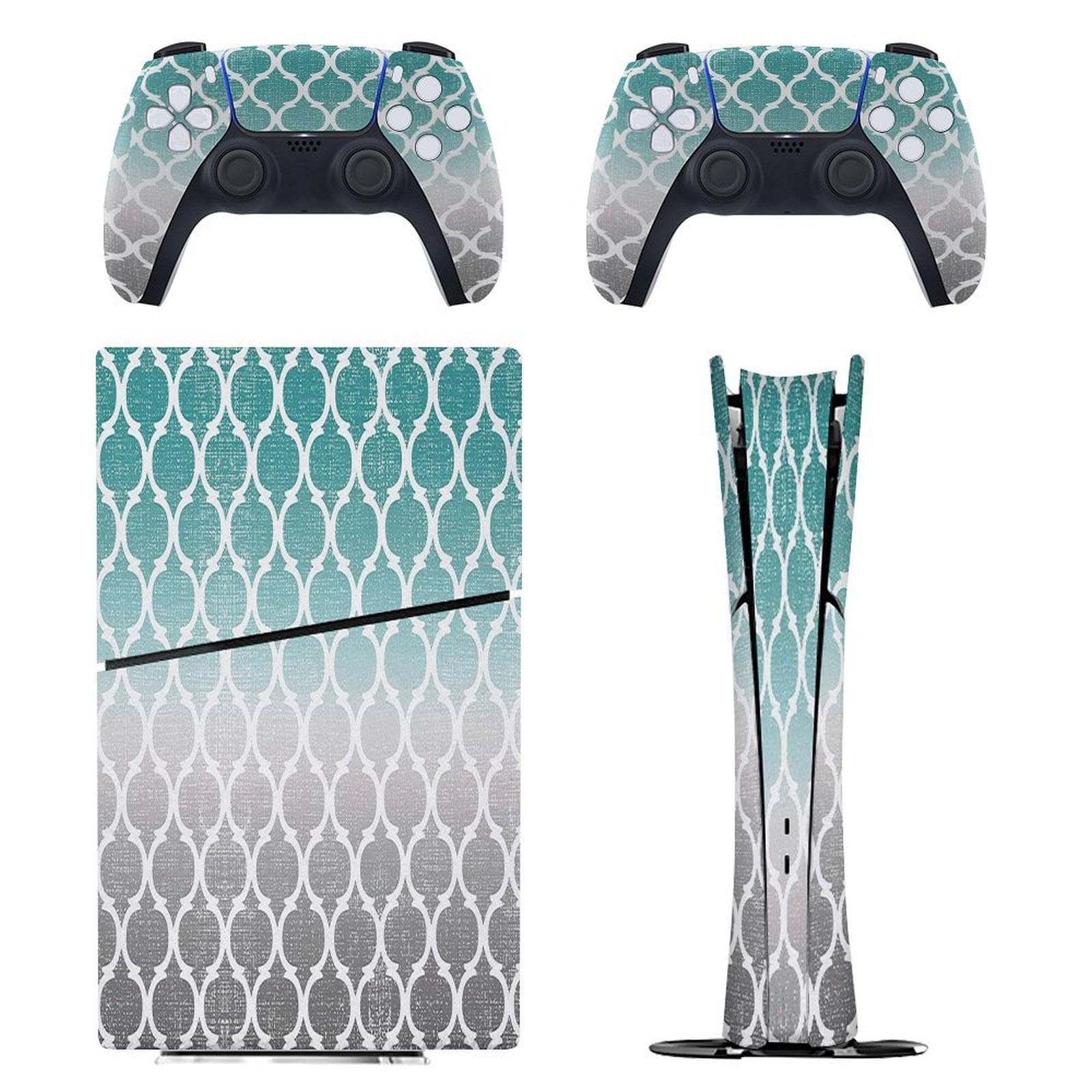 Moroccan Turquoise Gray Ombre PS5/PS5 Pro/PS5 Slim Digital Disc Skin ...