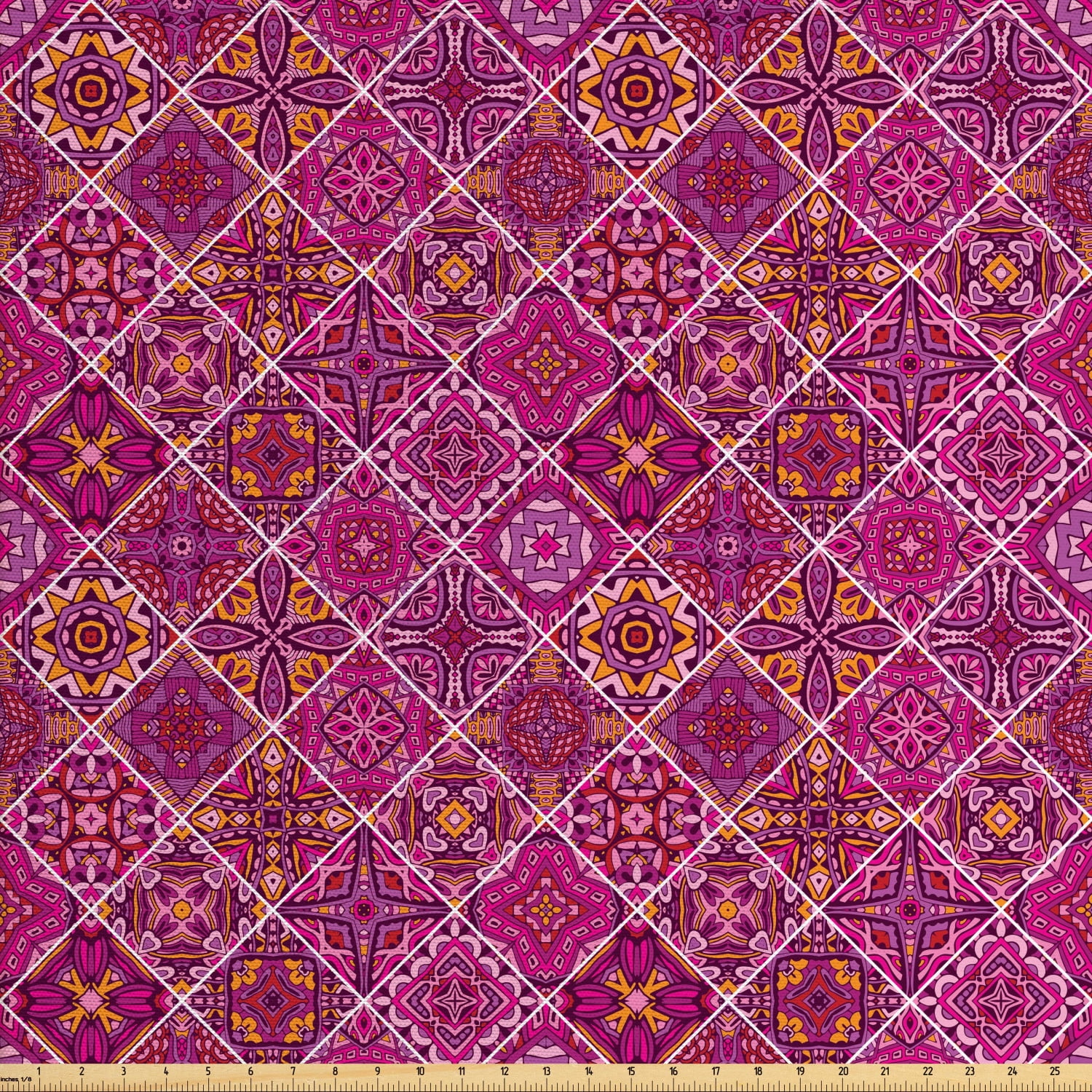 Ambesonne Moroccan Fabric by the Yard Upholstery, Checkered Pink, 2 ...