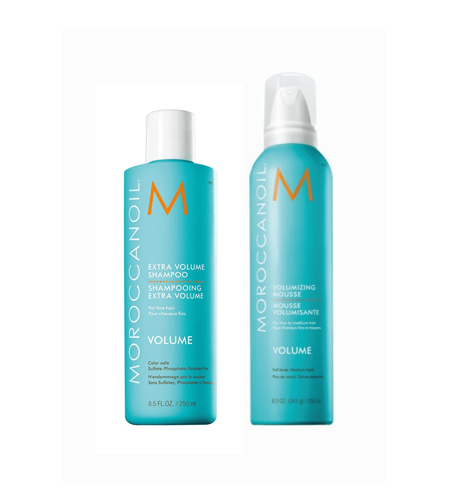 Moroccanoil Extra Volume Shampoo, 250 ml plus Volumizing Mousse 250 ml ...