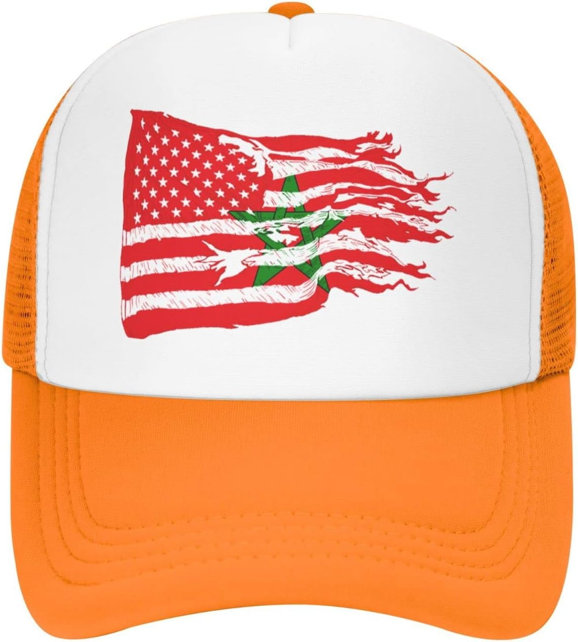 Morocco America Flag Combination Trucker Hat,Baseball Golf Dad Cap ...
