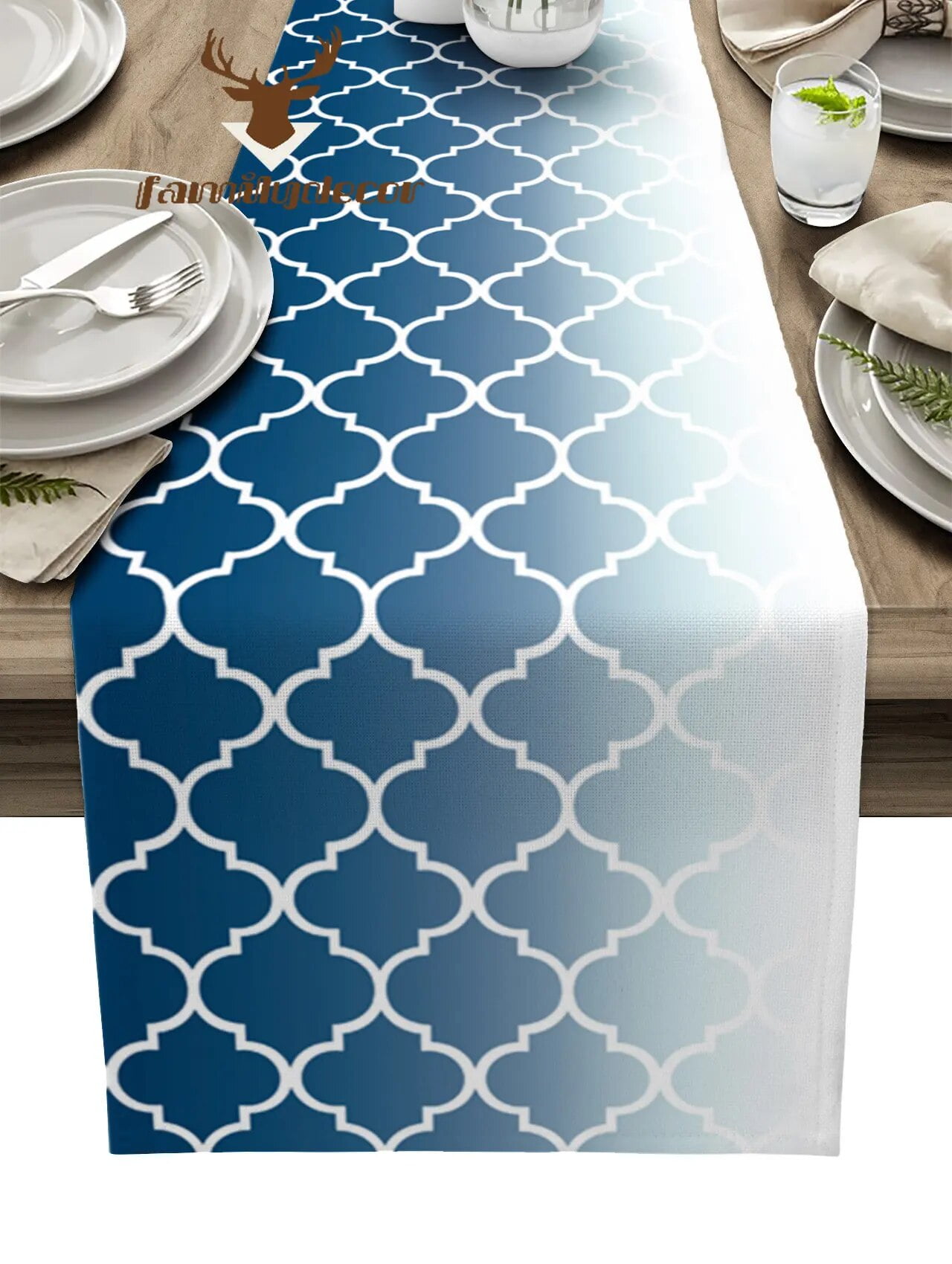 Morocco Blue Gradient Table Runner Home Wedding Decor Table Flag Mat ...