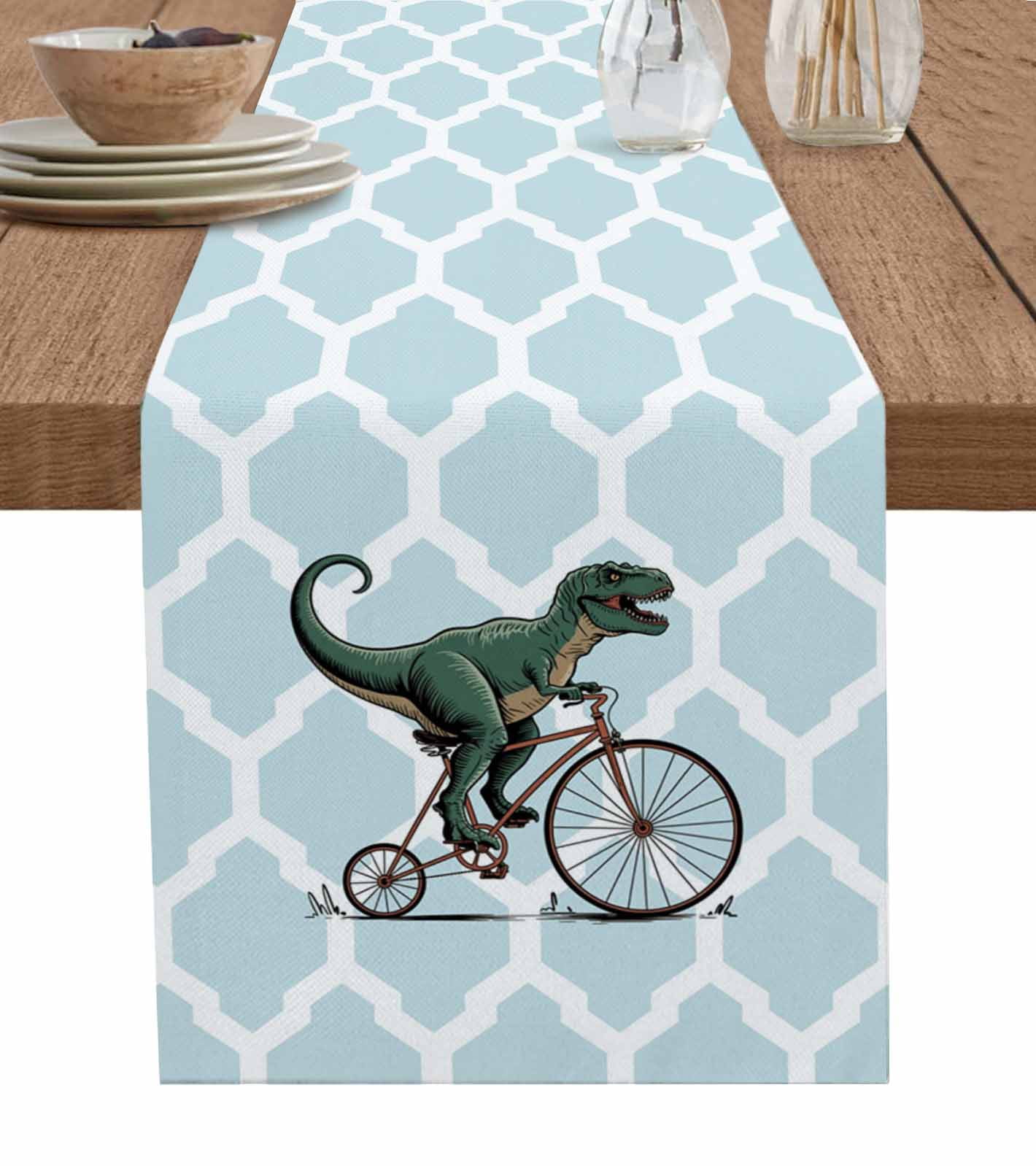 Morocco Blue Table Runner 70 Inches, Cute Dinosaur Bike Vintage Bed ...