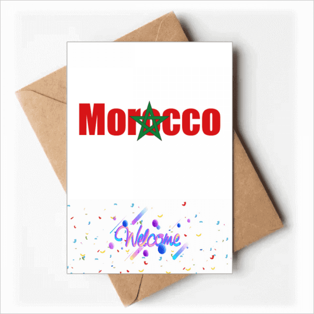 Morocco Country Flag Name Welcome Back Greeting Cards Envelopes Blank ...