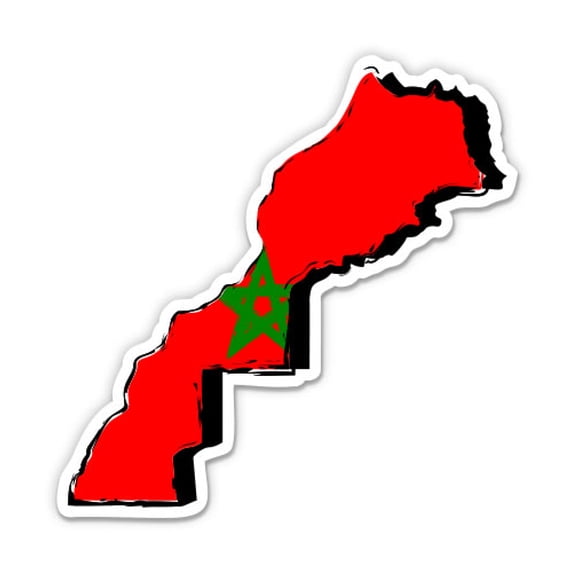 Morocco Country Shape Moroccan Flag - 8" Vinyl Sticker - For Car Laptop ...