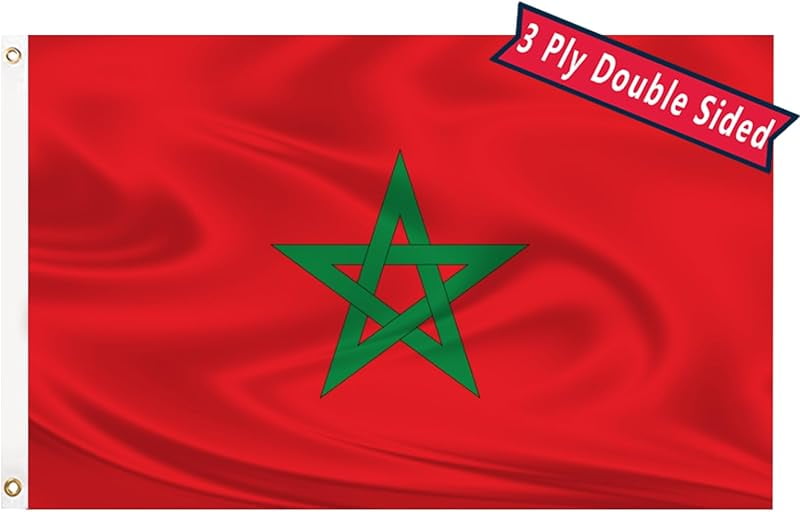 Morocco Flag 3x5 Double Sided Moroccan National Flags Three Layer 240D ...