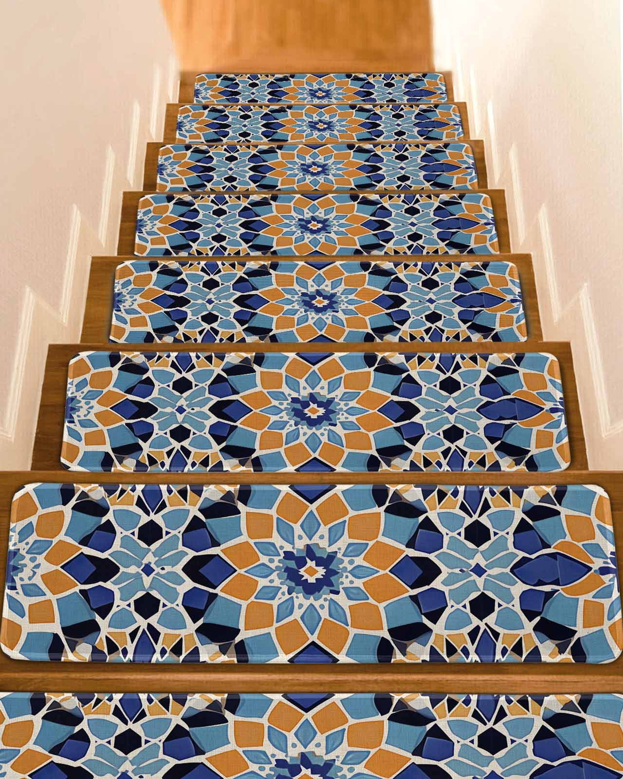 Morocco Floral Pattern Stair Treads Non Slip for Steps Vintage Tribal ...