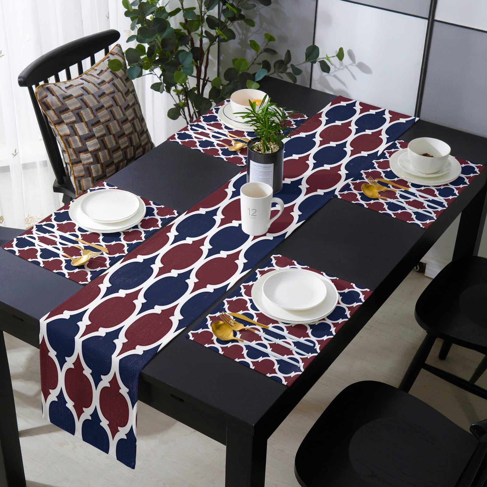 Morocco Geometry Table Runner Luxury Wedding ration cloth Dining r Placemats Coffee - Walmart.com