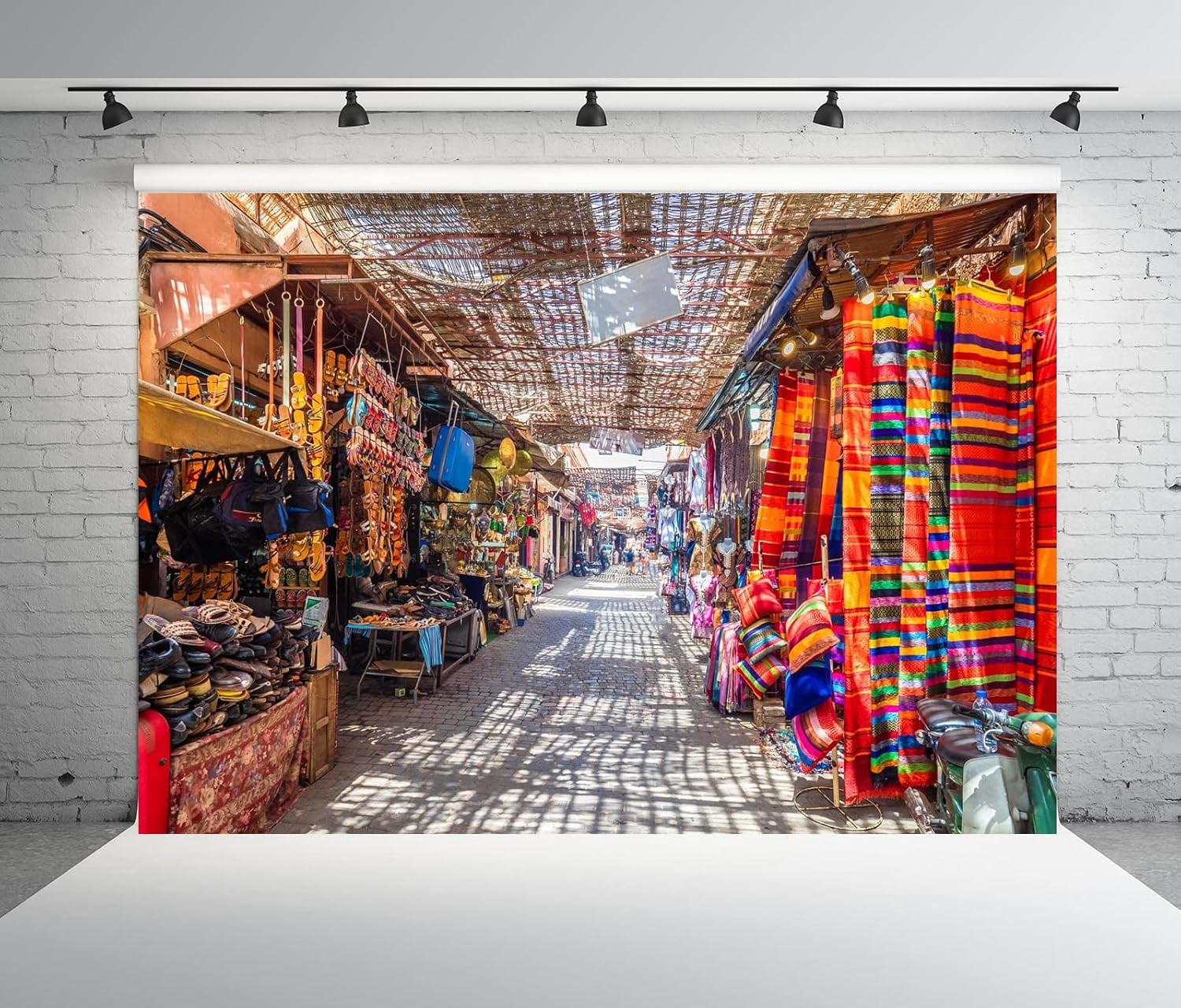 Morocco Market Backdrop Street Shops Souvenirs Background Africa Travel ...