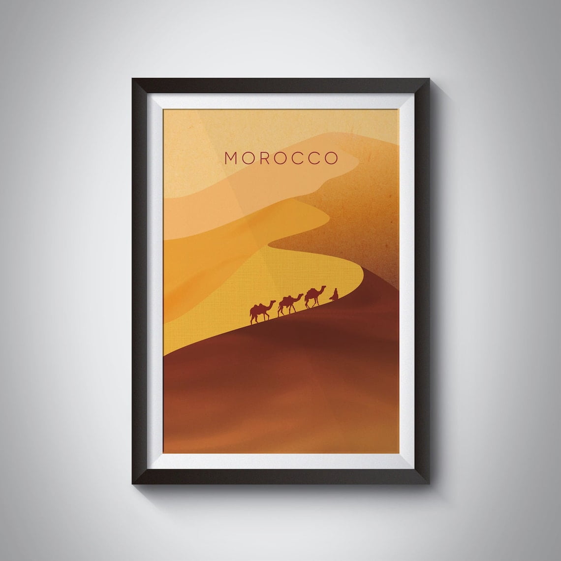 Morocco Minimal Travel Poster, North Africa, Moroccan Desert, Camel ...
