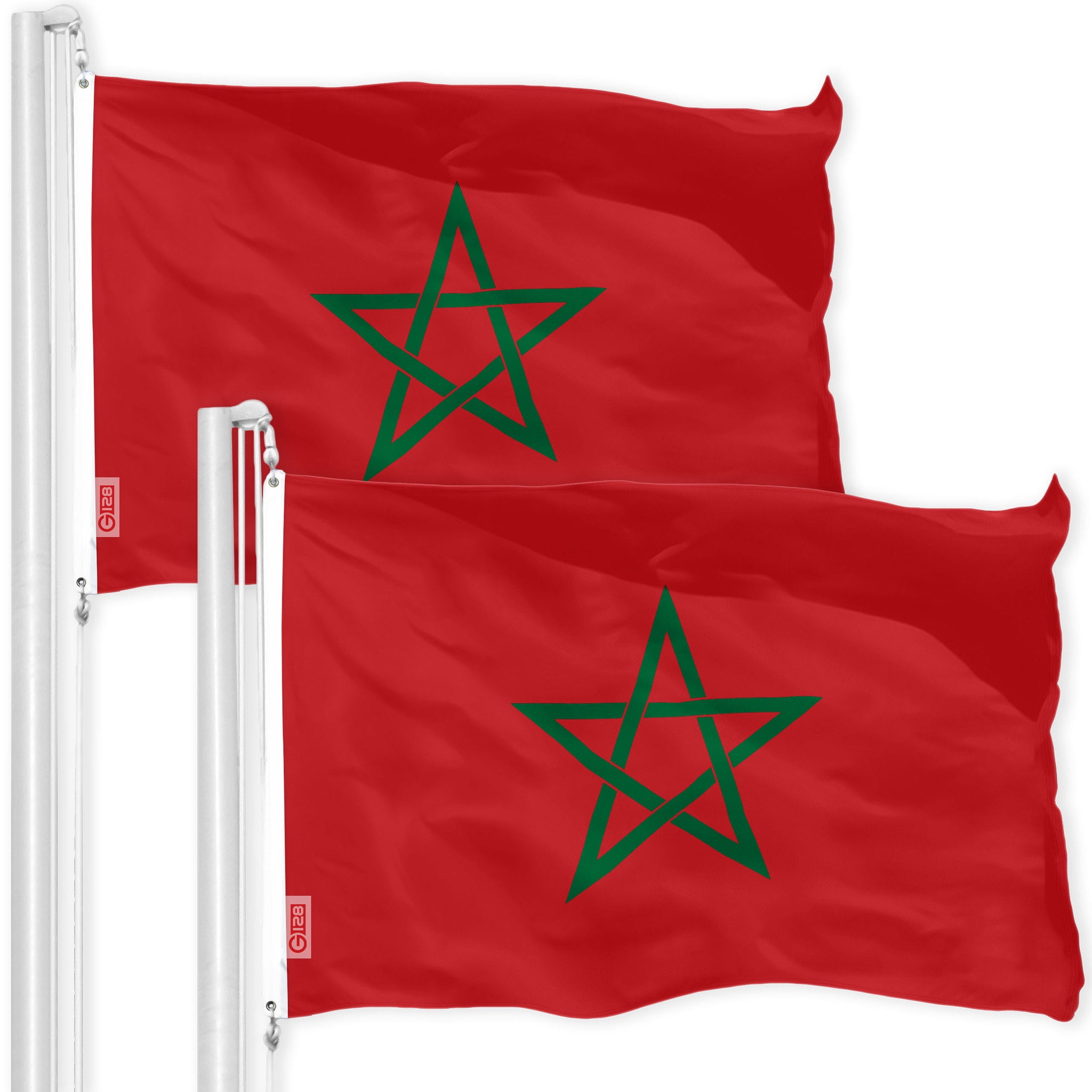 Morocco Moroccan Flag 3x5FT 2-Pack 150D Printed Polyester By G128 ...