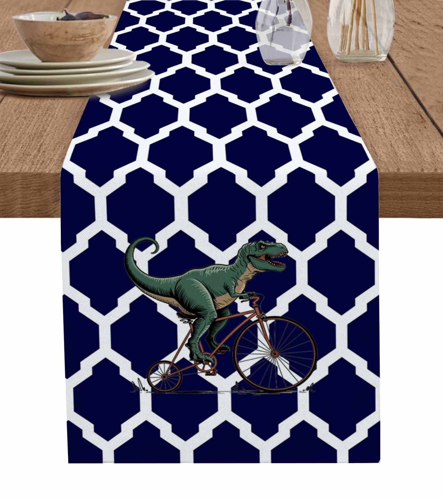 Morocco Navy Blue Table Runner 108 Inches, Cute Dinosaur Bike Vintage ...