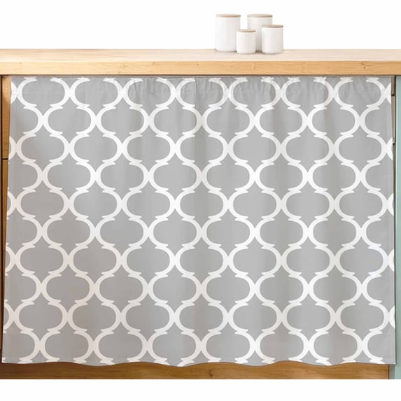 Morocco Plaid Cabinet Curtains Grey Sink Skirt Privacy Short Cabinet ...