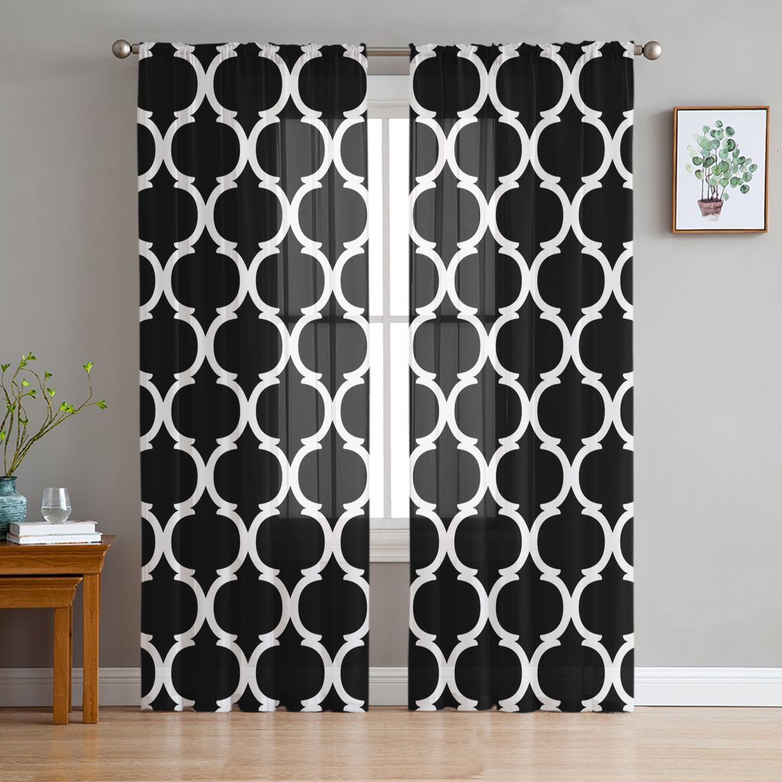 Morocco Plaid Colorful Tulle Curtains for Living Room Bedroom r Chiffon ...