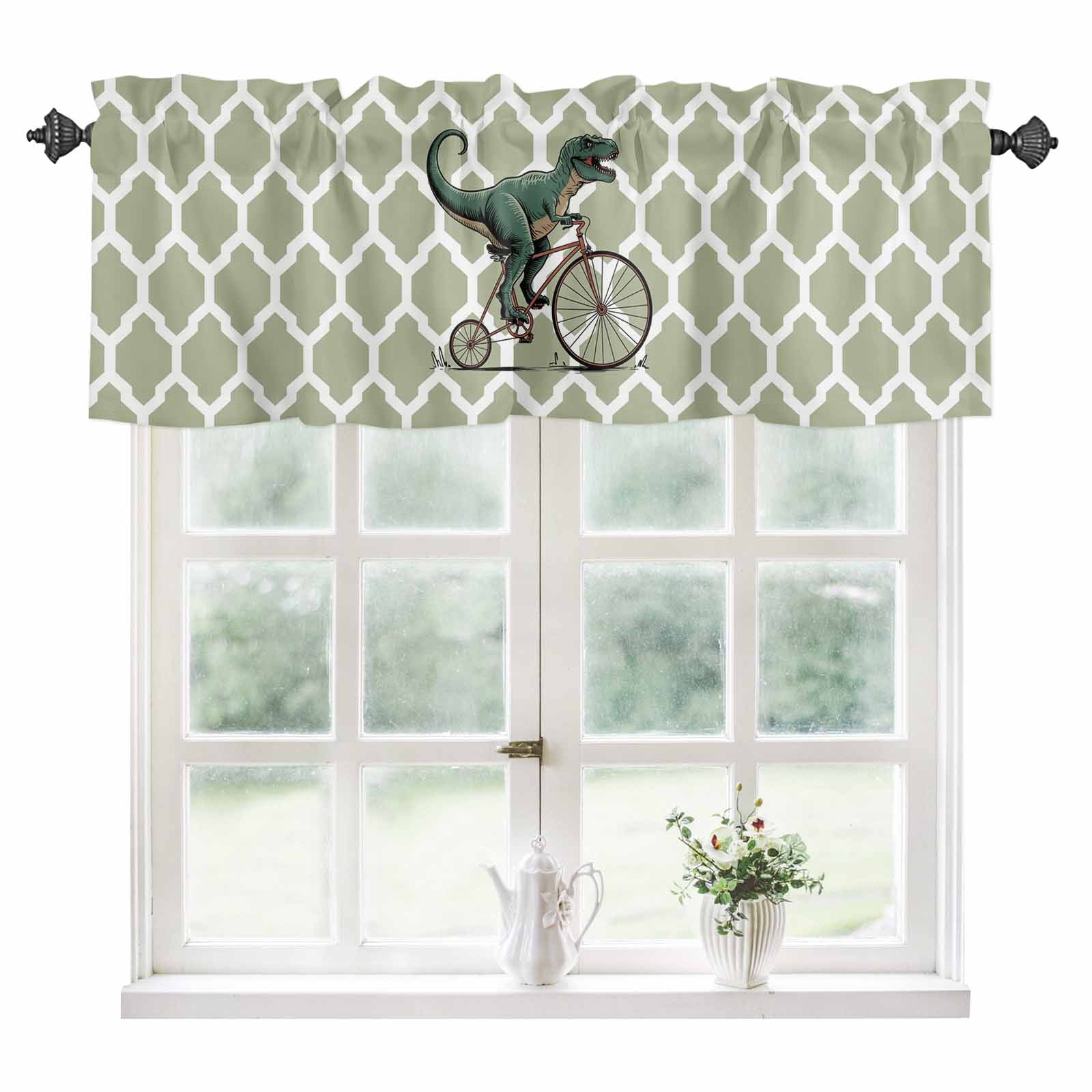 Morocco Sage Green Kitchen Valances for Windows 60x18 Inch Kitchen ...