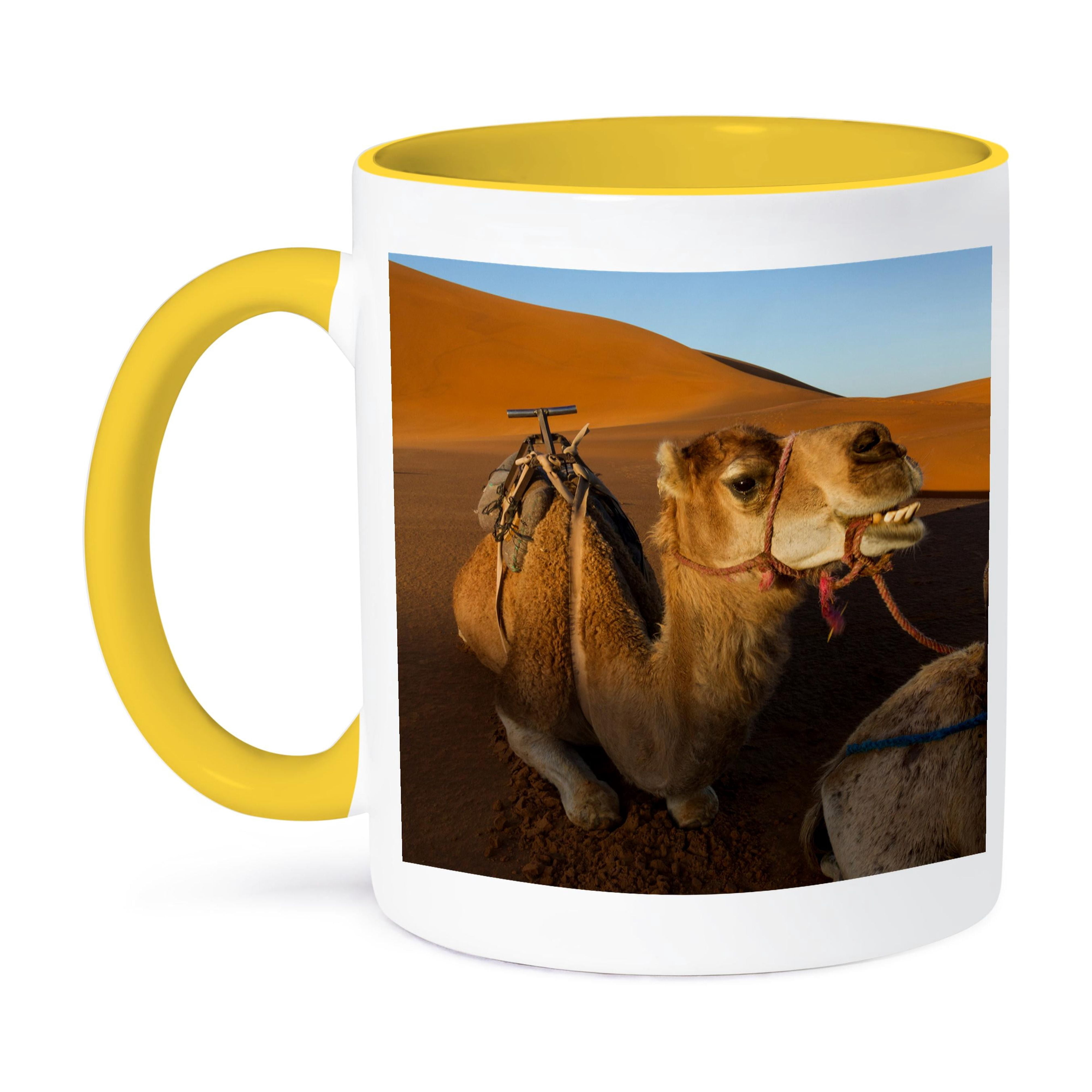 Morocco, Sahara. A Camel Appears To Be Smiling On The Dunes., 11oz Two ...