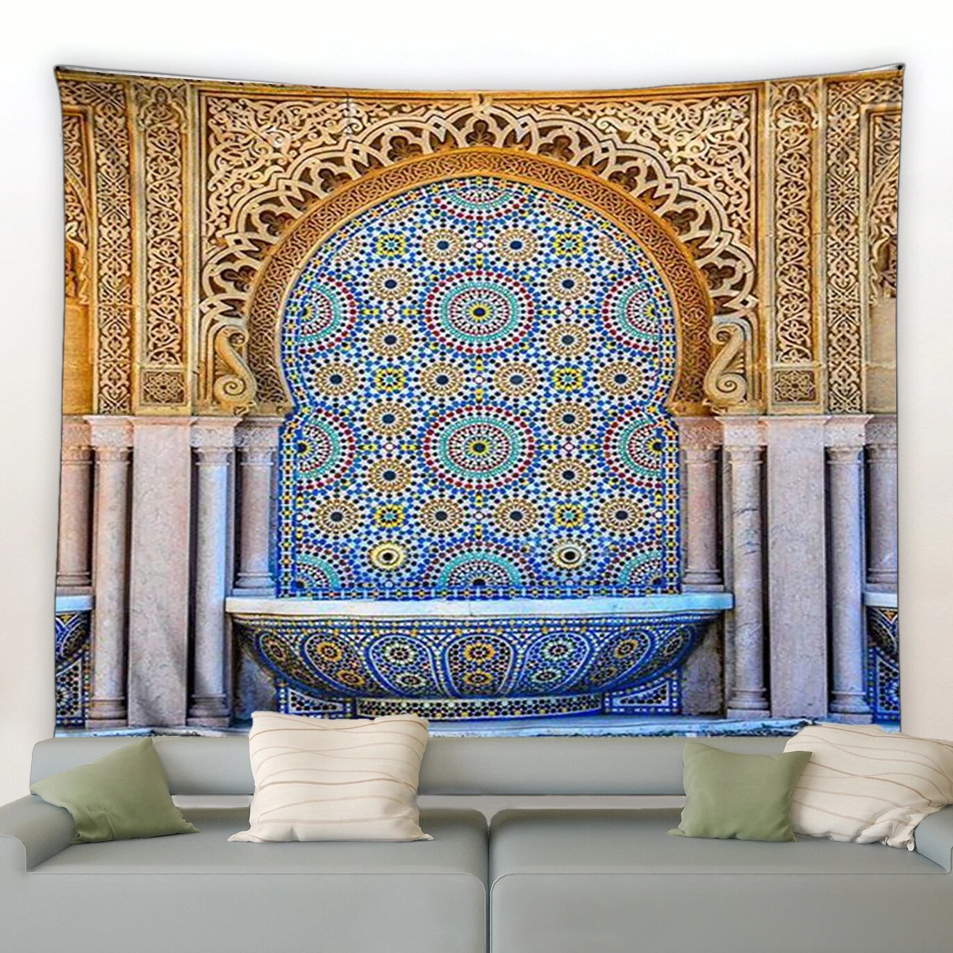 Morocco Tapestry Colorful Pattern Architectural Decor Retro Boho Ethnic ...