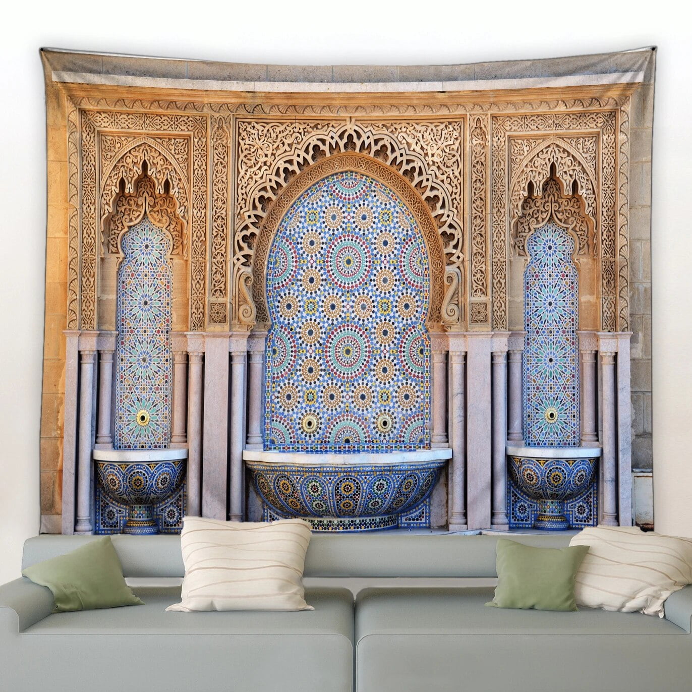 Morocco Tapestry Colorful Pattern Architectural Decor Retro Boho Ethnic ...