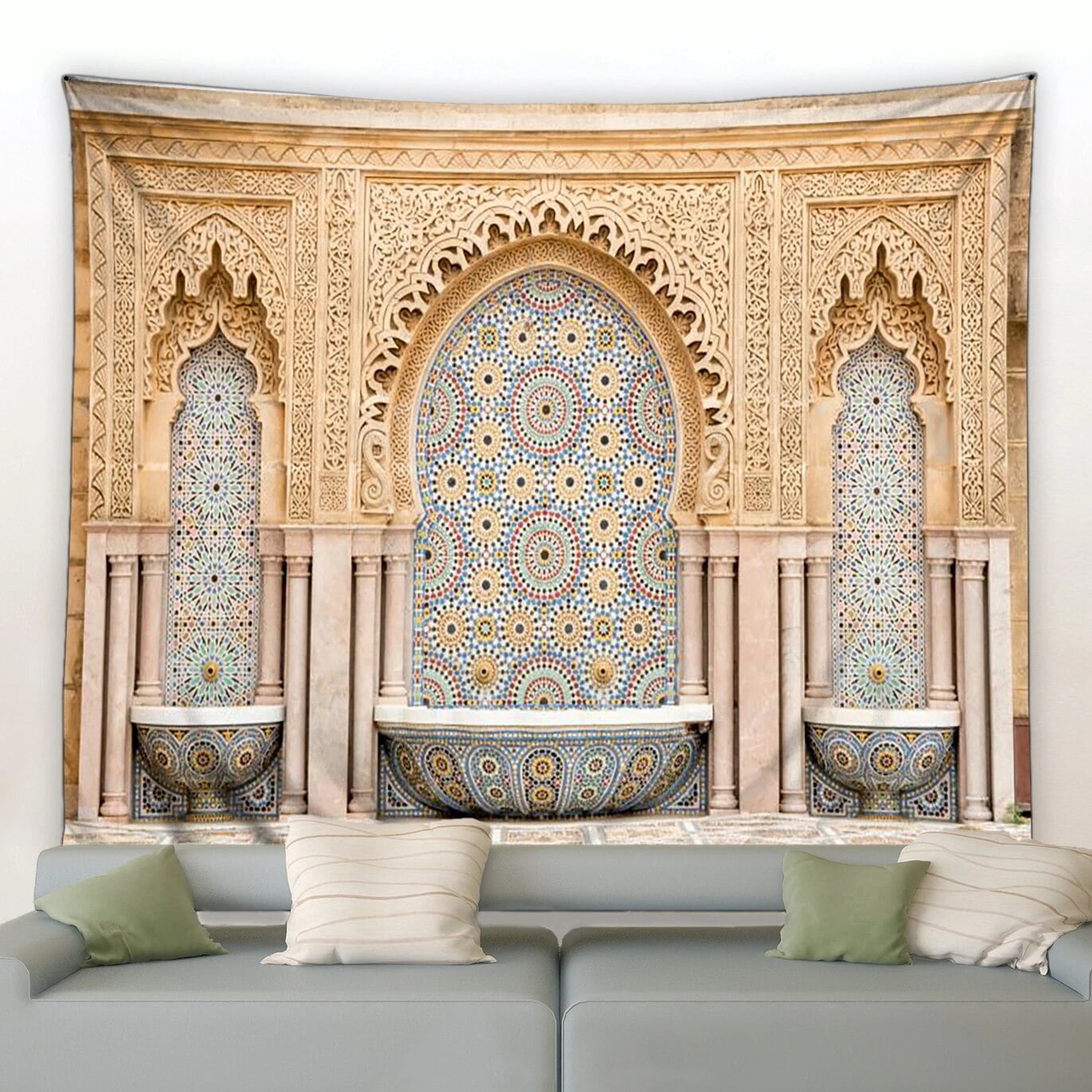 Morocco Tapestry Colorful Pattern Architectural Decor Retro Boho Ethnic ...