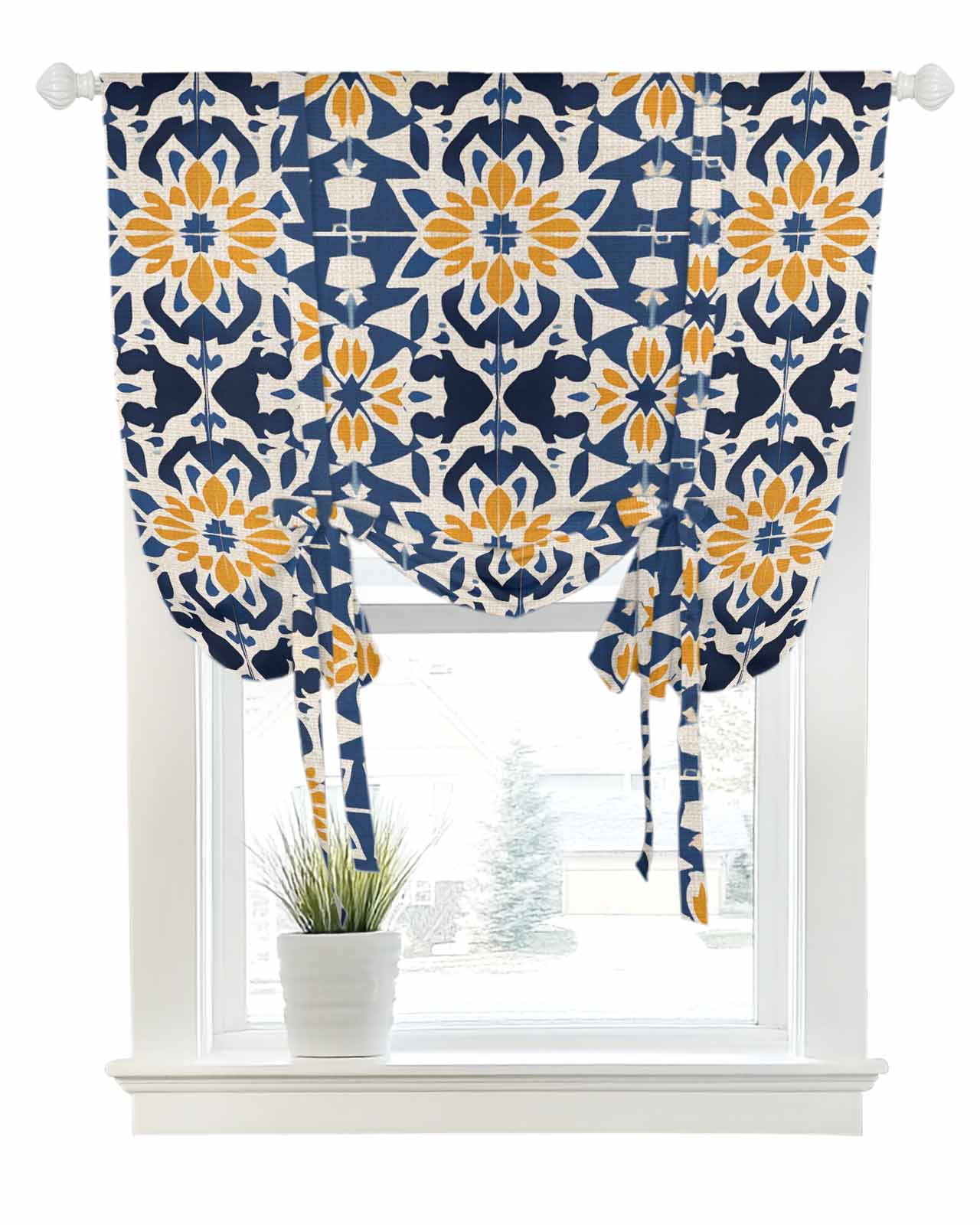 Morocco Tie Up Curtains for Window, Thermal Insulated Balloon Shade ...