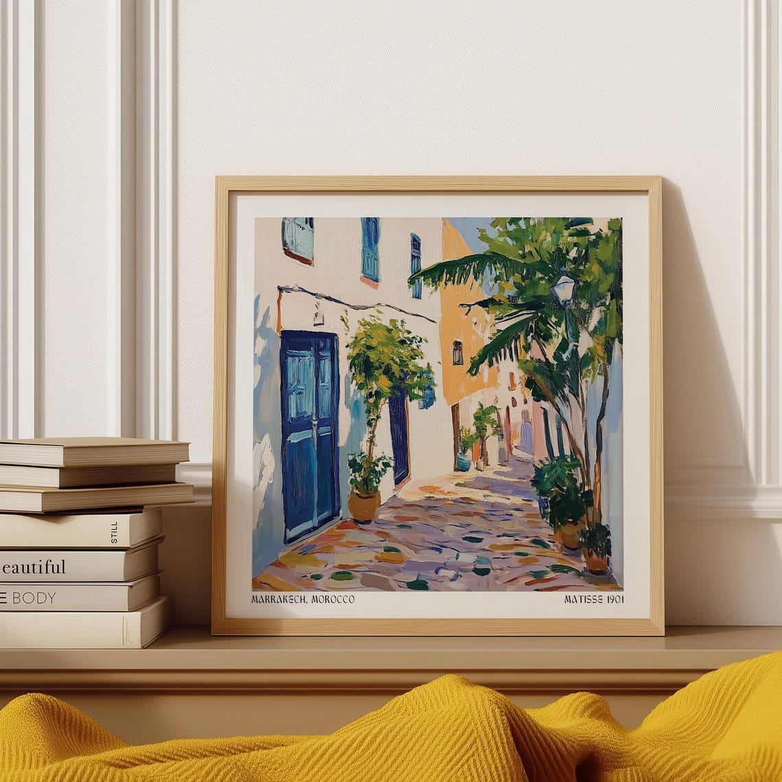 Morocco Wall Art – Colorful Marrakech Alleyway With Blue Doors And ...