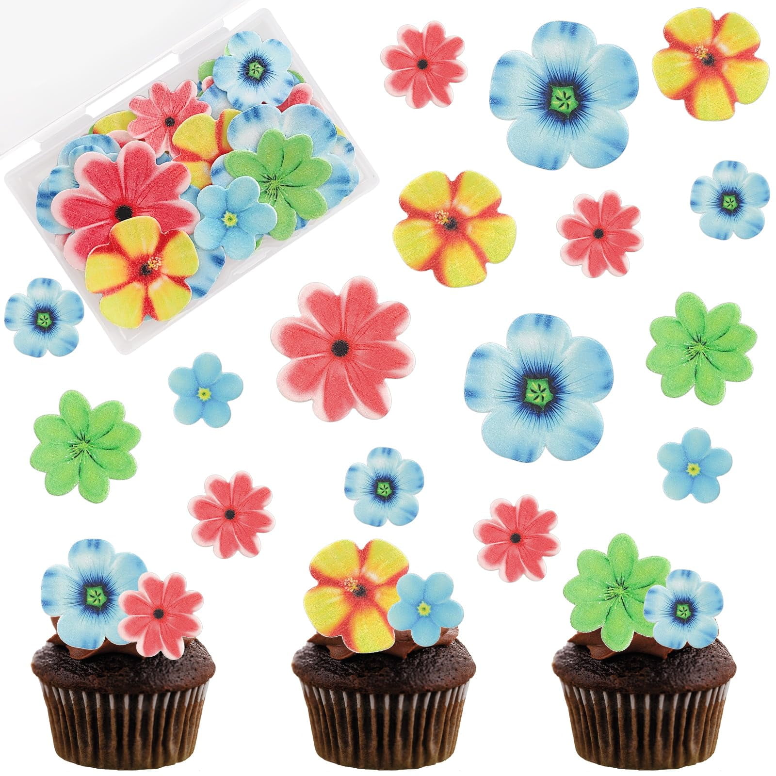 Morofme 35pcs Edible Flower Cupcake Topper BSL1 Hawaii Flower Toppers ...
