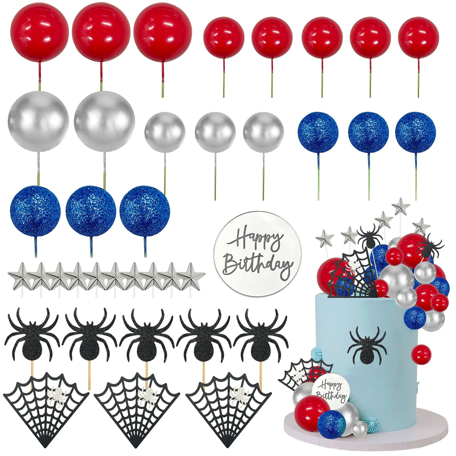 Morofme Spider Cake Topper SSF20 Spider Web Cupcake Spiders Theme Cake ...