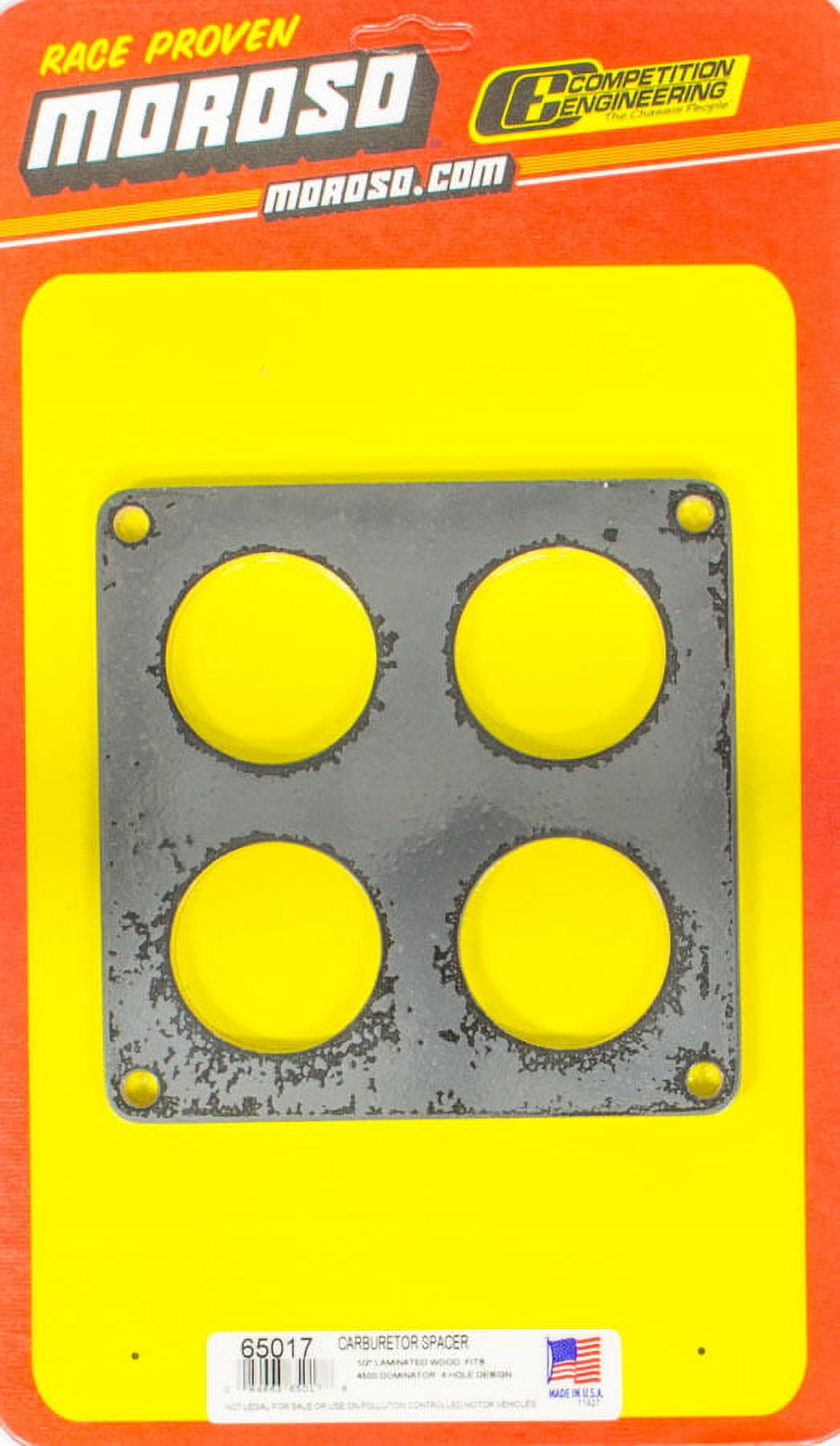 Moroso 65017 0.5 in. 4-Hole Wood Carburetor Spacer for Holley Dominator ...
