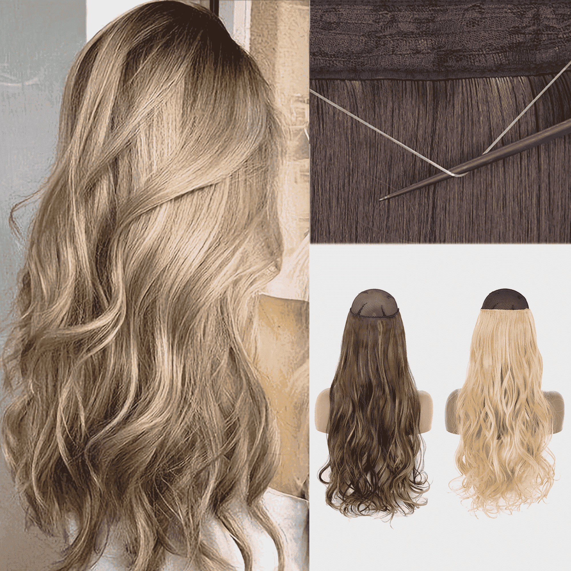 Morovan 32 inch golden curly hair extensions -3/4 head full roll ...