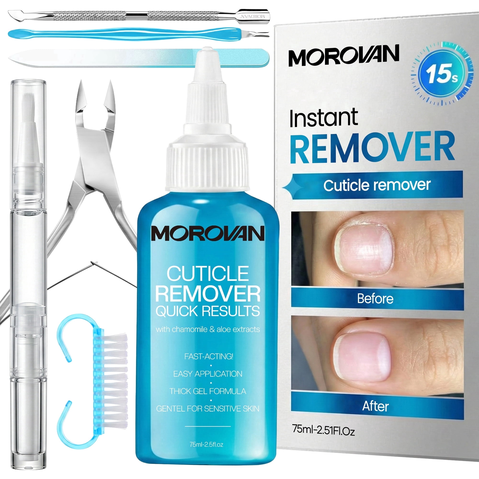 Morovan 7Pcs Cuticle Remover Kit– Cuticle Remover Gel,Cuticle Oil Pen ...