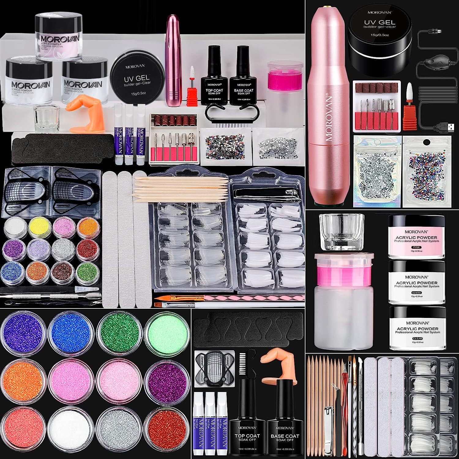 Morovan Acrylic Nail Kit for Beginners: Professional Nails Kit Acrylic ...