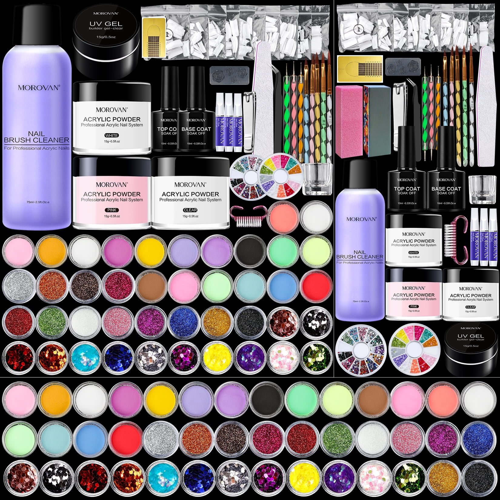 Morovan Acrylic Nail Kit Complete Set Colored Acrylic Powder And