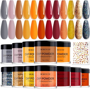 Morovan 12 Colors Acrylic Powder Set Glitter Professional Polymer ...