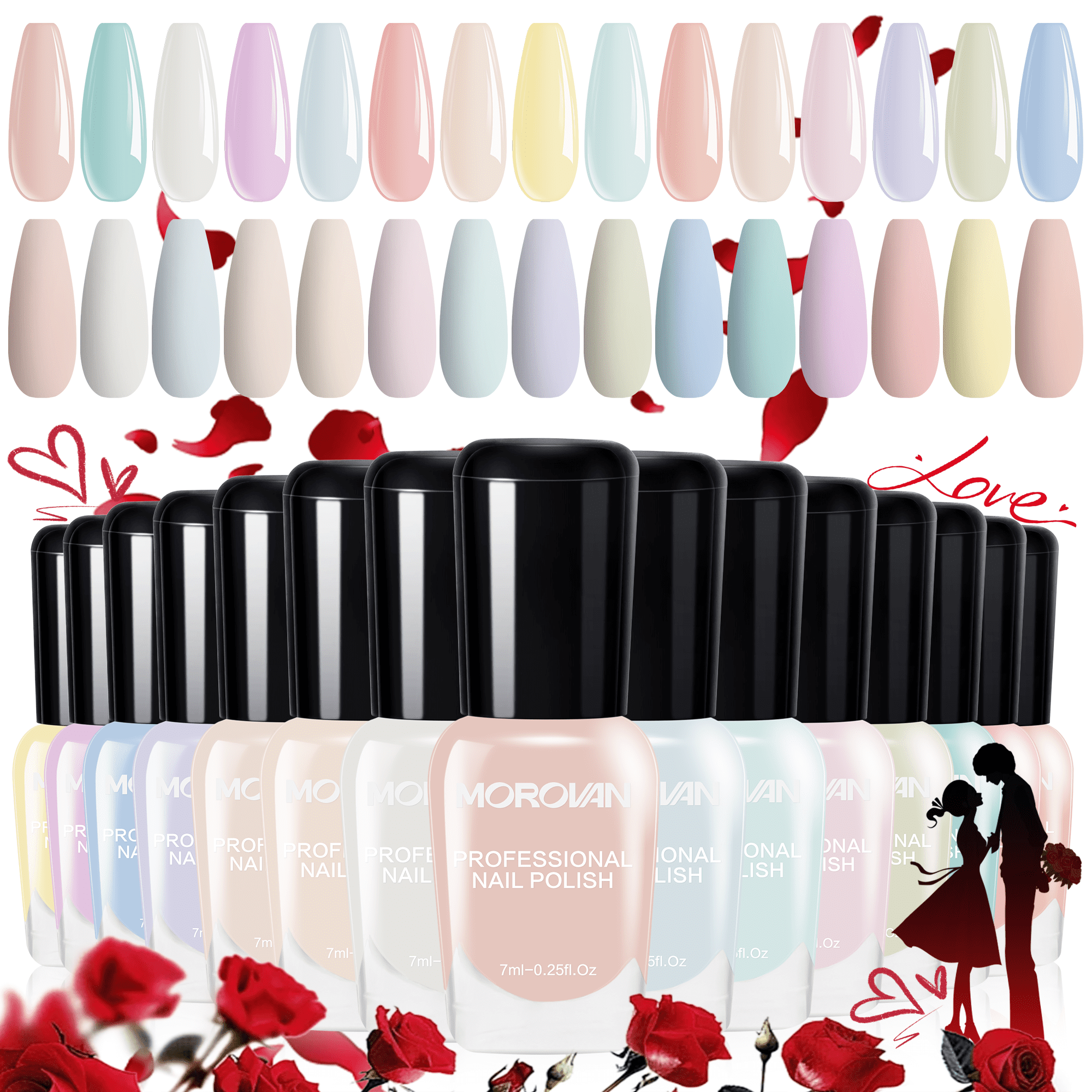 Morovan Fingernail Nail Polish Set: 15 Colors Pastel Macaron Nail ...