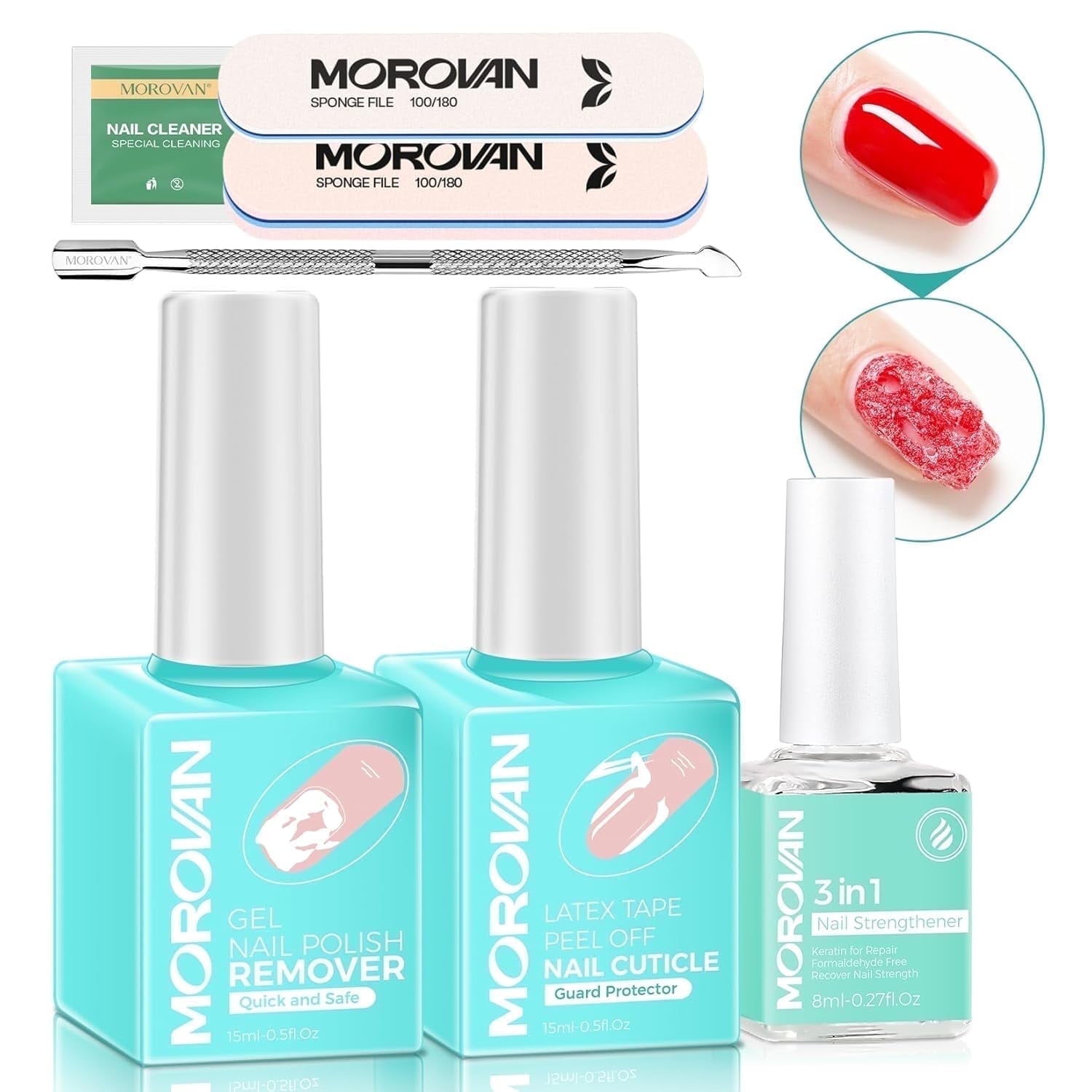 Morovan Gel Nail Polish Remover Kit, 3X Faster Gel Dissolver, Cuticle ...