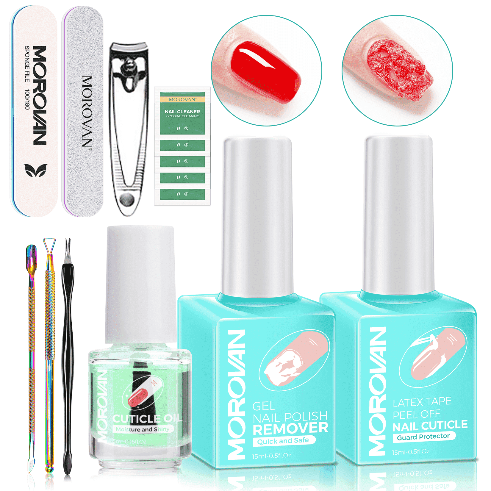 Morovan Gel Nail Polish Remover Kit with Everything Latex Tape Peel Off ...