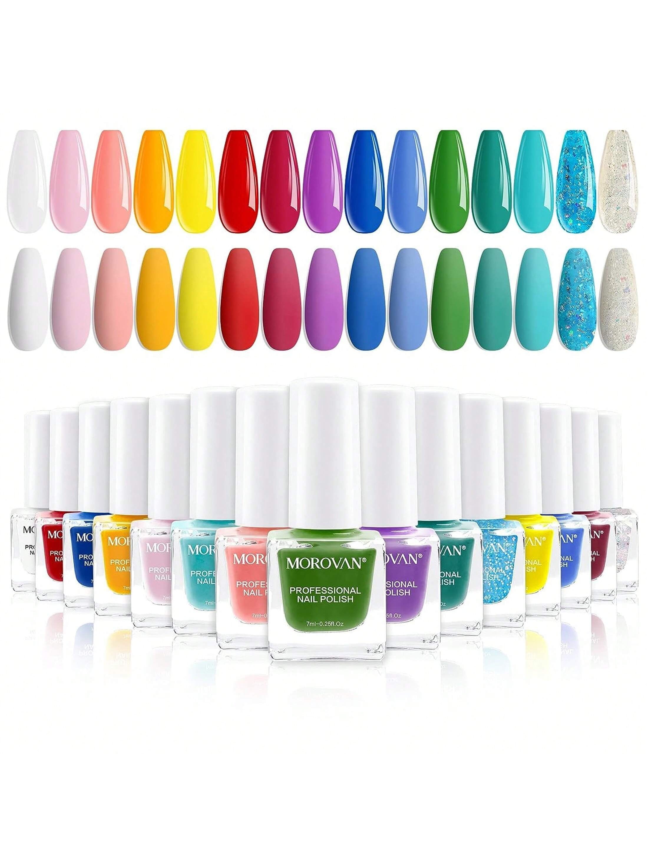 Morovan Nail Polish Set: 15 Colors Nail Polish Kit Glossy Nail Polish ...