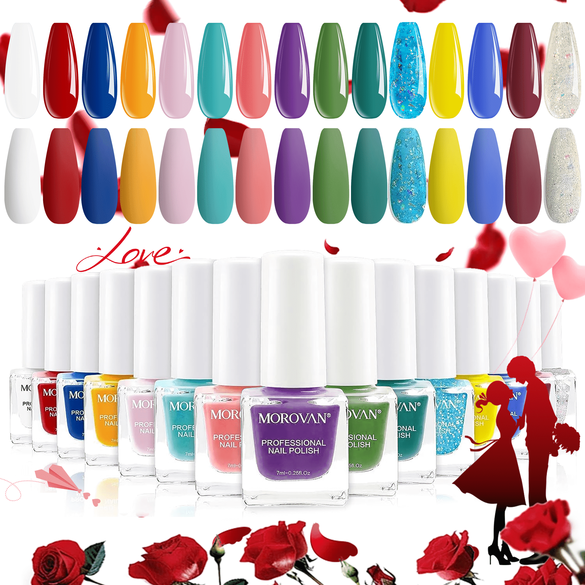 Morovan Nail Polish Set: 15 Colors Nail Polish Kit Glossy Nail Polish ...