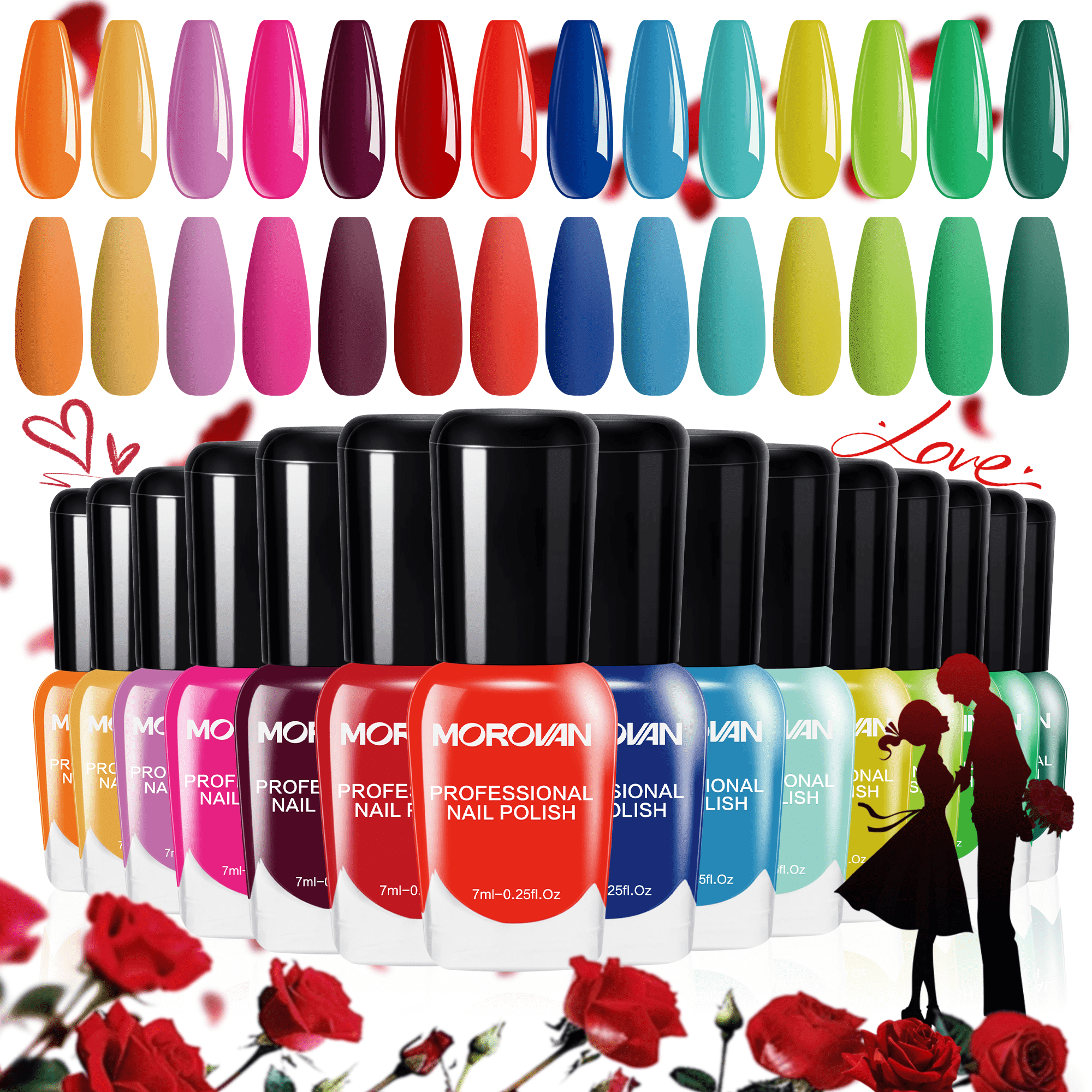 Morovan Nail Polish Set Fingernail: Rainbow Quick Dry 15 Vibrant Colors ...